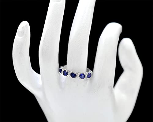 4 MM Natural Blue Sapphire Ring 925 Sterling Silver September Birthstone Cluster Ring Sapphire Jewelry Art Deco Ring Engagement Gift For Girlfriend (RG-7798) (Yellow Gold Plated Silver, 8 US)