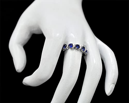 4 MM Natural Blue Sapphire Ring 925 Sterling Silver September Birthstone Cluster Ring Sapphire Jewelry Art Deco Ring Engagement Gift For Girlfriend (RG-7798) (Yellow Gold Plated Silver, 8 US)