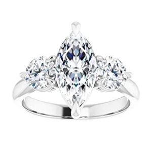 handmade 10k gold 2 ct marquise cut vvs1 colorless moissanite engagement ring for women bridal set moissanite wedding ring for gifts (white gold, 6.5)