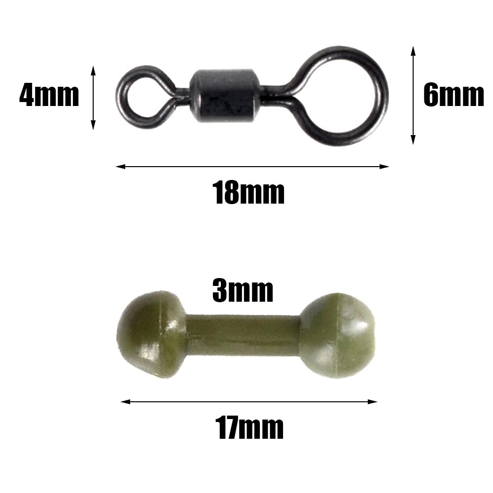 30 Pcs Helicopter Rigs Line Protector Swivels Connector Fishing Hook Stopper for Carp Fishing.