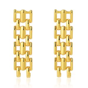 rectangle drop dangle earring for women gold 18k plated retro geometric rectangle statement drop earrings convertible hypoallergenic earrings jewelry gifts for women girls