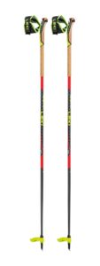 leki mezza race aluminum lightweight ski poles for ski mountaineering & backcountry skiing - bright red-black-neonyellow - 125 cm