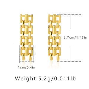 Rectangle Drop Dangle Earring for Women Gold 18K Plated Retro Geometric Rectangle Statement Drop Earrings Convertible Hypoallergenic Earrings Jewelry Gifts for Women Girls