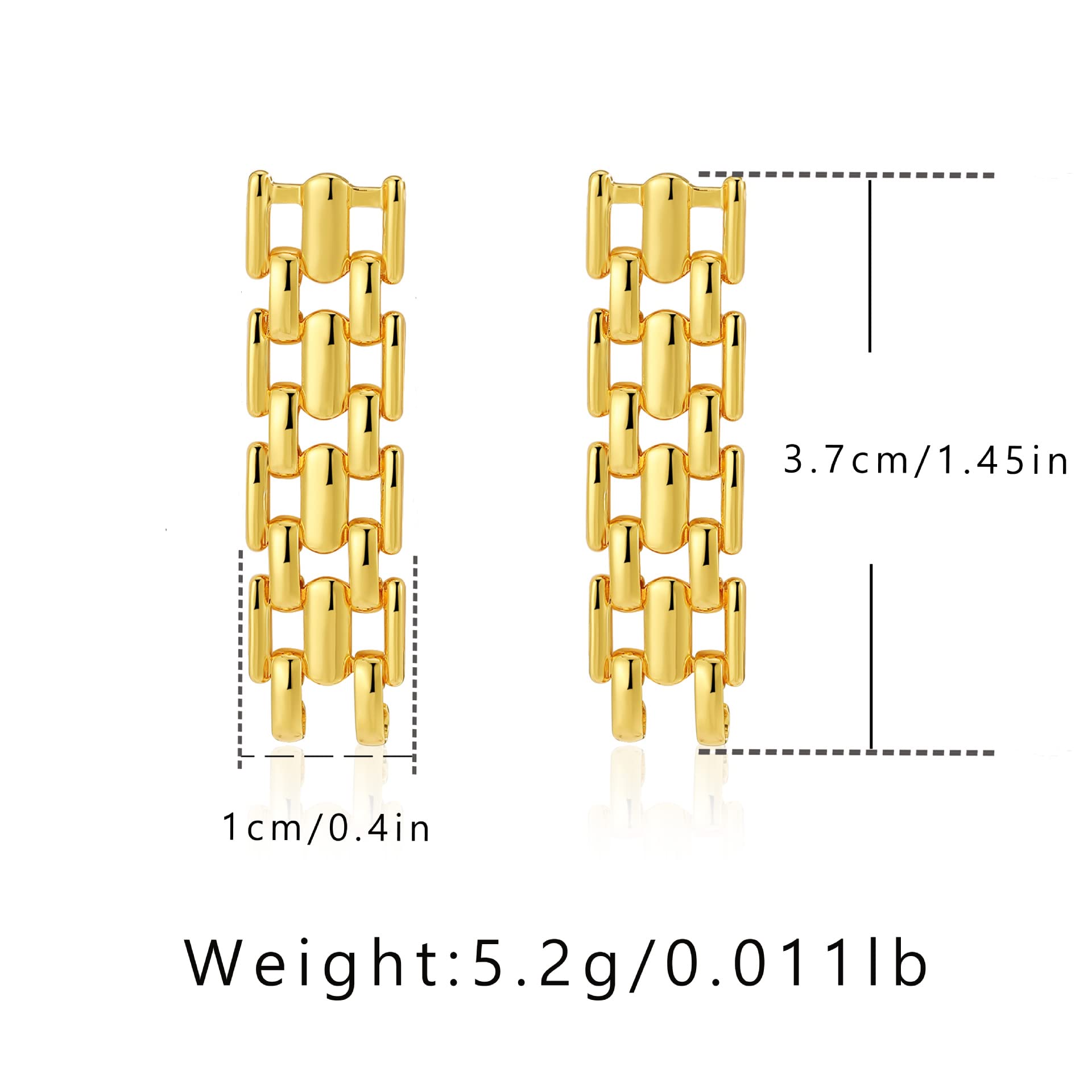 Rectangle Drop Dangle Earring for Women Gold 18K Plated Retro Geometric Rectangle Statement Drop Earrings Convertible Hypoallergenic Earrings Jewelry Gifts for Women Girls