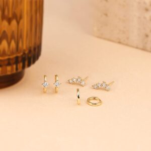 Freekiss Gold Stud Earrings for Women Earring Set for Multiple Piercing Dainty Small Hoop Earrings Sensitive Hypoallergenic Cartilage Earring for Women Gold Jewelry for Women Trendy Gifts