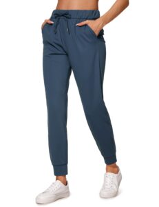 crz yoga 4-way stretch workout joggers for women 28" - casual travel pants lounge athletic joggers with pockets slate blue small