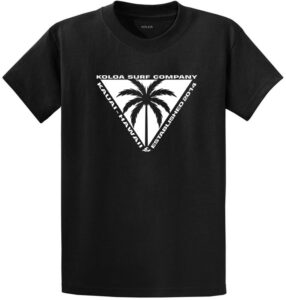 koloa surf company men's triangulated palm front logo lightweight tee-l-black/w