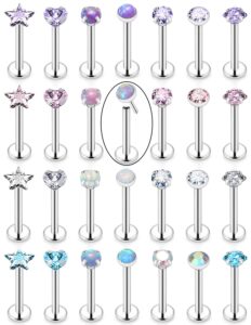 kridzisw 18g push in nose ring stud piercing jewelry women stainless surgical steel straight silver hypoallergenic threadless nose nostril ring earrings bar pin bone piercing jewelry pack set men 2mm