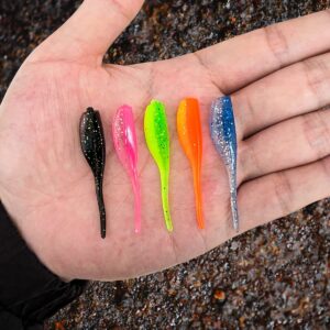 UperUper 65Pcs Crappie Jigs Lure kit, 2 inch Crappie Bait with Fishing Jig Heads Hooks for Saltwater Freshwater Bass Trout