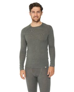 danish endurance merino wool long sleeve base layer shirt for men, thermal shirt dark grey