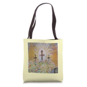 3 crosses signature design by shirley b designs tote bag tote bag