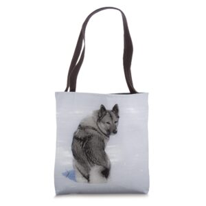 norwegian elkhound grey dog lover tote bag