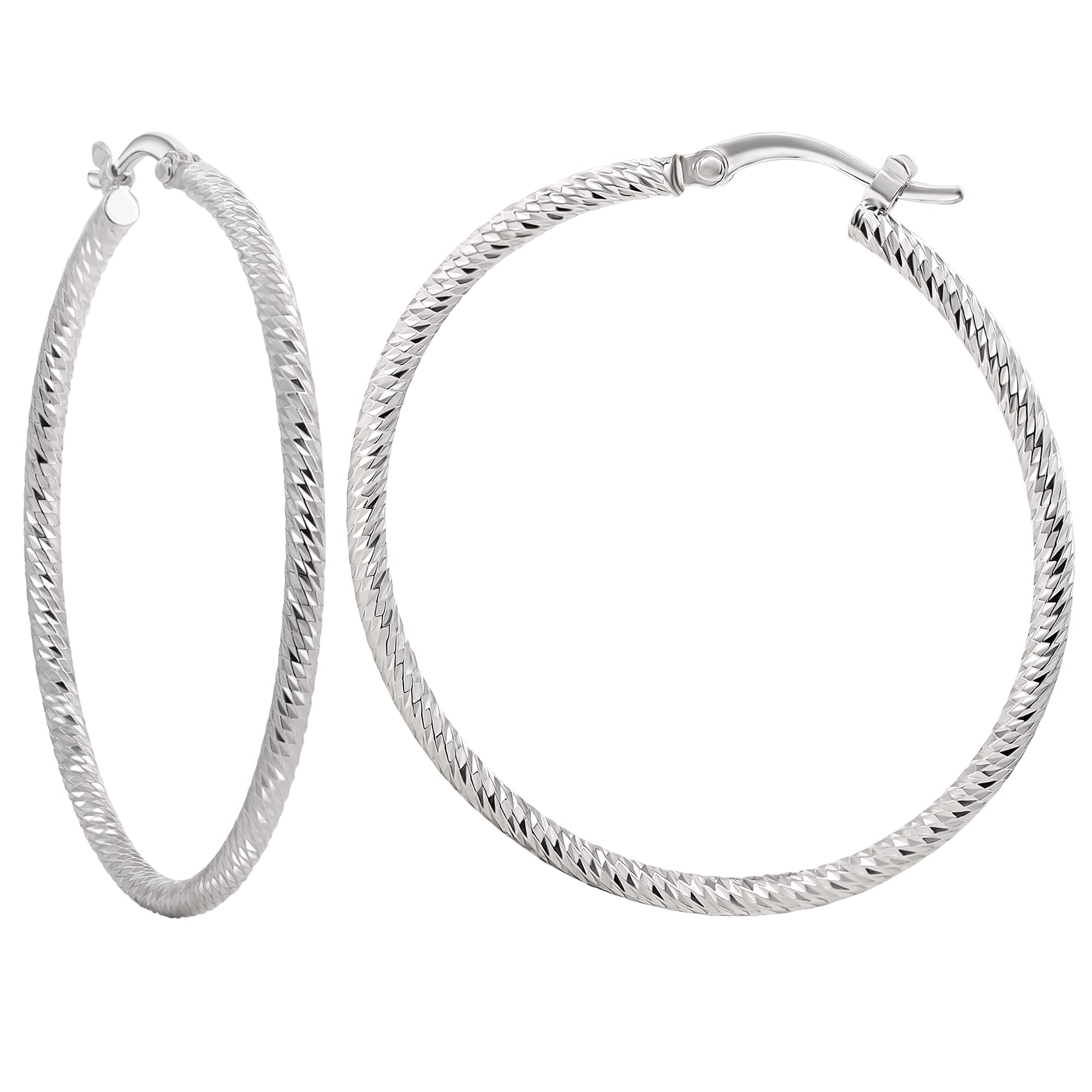 Hot Silver Womens Hoop Earrings - Sterling Silver Earrings - Silver Hoop Earrings for Women