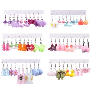 30 pairs fun earrings cute earrings weird earrings, zinc y2k aesthetic funny funky earrings kawaii earrings cool indie earrings for women mmultipack