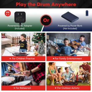 Costzon Electronic Drum Set, 9-Pad Digital Drum Kit w/ 2 Stereo Speakers, Drum Sticks, Foot Pedals, USB & Audio Cable, Headphone Jack, Portable Roll-up Drum Pad, Ideal Gift for Kids Adults (Red)