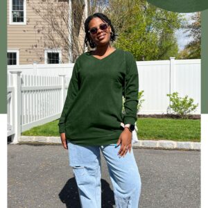 OFEEFAN Sweatshirts for Women Plus Size Long Sleeve Thermal Green Tunic Tops 3XL