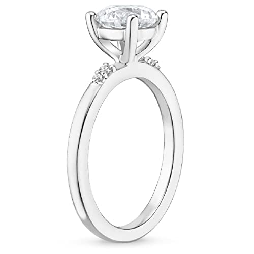 10K Solid White Gold Handmade Engagement Ring 3.0 CT Princess Cut Moissanite Diamond Solitaire Wedding/Bridal Ring Set for Womens/Her Propose Ring (7.5)