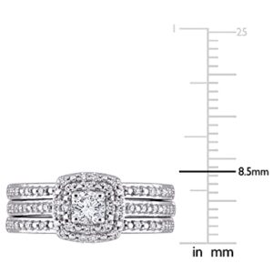 1/2 Carat (ctw H-I, I2-I3) Diamond Engagement Wedding Ring Set in Sterling Silver