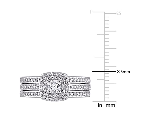 1/2 Carat (ctw H-I, I2-I3) Diamond Engagement Wedding Ring Set in Sterling Silver