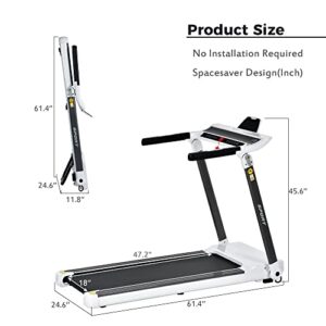 HomSof Folding Electric 3.5HP Treadmill Medium Running Machine Motorised Gym 330lbs,Portable Compact Treadmill for Home Gym Fitness Workout Jogging Walking,14KM/H,White