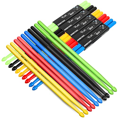 20 Pairs 5A Drum Sticks Nylon Drumsticks Light Drumsticks Non Slip Exercise Drumsticks for Kids Adults Musical Instrument Percussion Accessories (Colored)