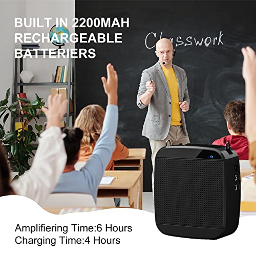 Wireless Voice Amplifier Teachers,SHIDU Portable PA System Megaphone Speaker with Microphone Headset,18Watts/300 Yard Range/ Bluetooth5.0/Work of 7 hrs,for Teaching, Coach and Instructors, conferences