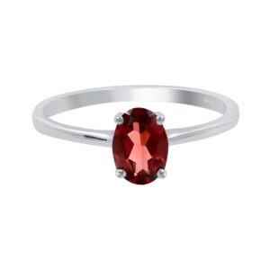 TISHAVI Garnet Ring For Women Sterling Silver, Garnet Minimalist Ring Sterling Silver, Sterling Silver Ring Size 8