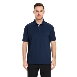 M MAELREG Mens Pique Polo Shirts Short Sleeve Performance Moisture Wicking Quick Dry Casual Golf Shirts for Men Navy