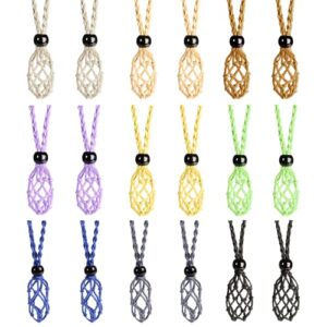 vnvetyto 18 pcs multicolor crystal cage necklace holder necklace cord empty stone holder replacement hand-woven necklace cord with adjustable length