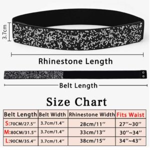 Tgirls Rhinestone Waistband Elastic Belt Crystal Wedding Sashes Belts Bling Wide Waist Belt Elegant Dress Belts (Black, Small)