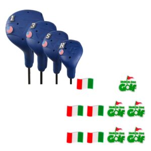 franktech golf club covers 4pcs and 10pcs mexico flag pins, plastic golf head covers for driver fairway woods hybrid, driver headcover fit all right-handed golf clubs, easy on off, washable, funny