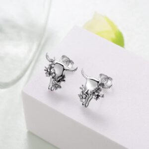 Western Earrings for Women 925 Sterling Silver Cow Earrings Vintage Western Jewelry for Women Cow Gifts