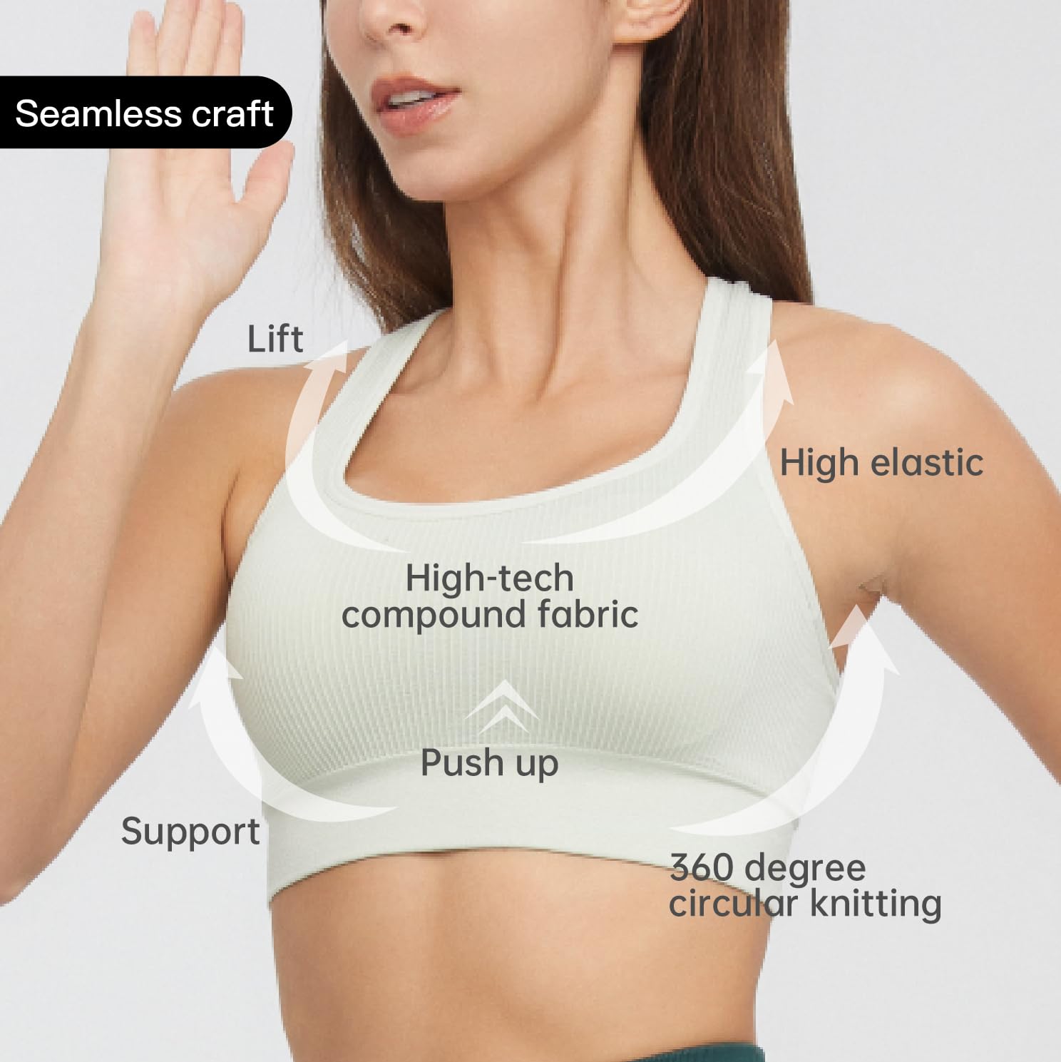 AMRIY Racerback Sports Bras for Women Medium Support Padded Seamless Women's Sports Wireless Bra Black White,XXL