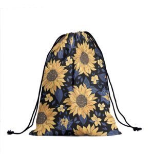 Watercolor Sunflower Leaf Grip Bag - Grip Bags for Gymnasts Sunflowers Gymnastics Drawstring Bag Yellow Flowers Gym Bag Tropical Floral Athlete String Pouch Bag Water Resistant Adjustable