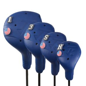 FRANKTECH Golf Club Covers 4pcs and 10pcs Mexico Flag Pins, Plastic Golf Head Covers for Driver Fairway Woods Hybrid, Driver Headcover Fit All Right-Handed Golf Clubs, Easy On Off, Washable, Funny