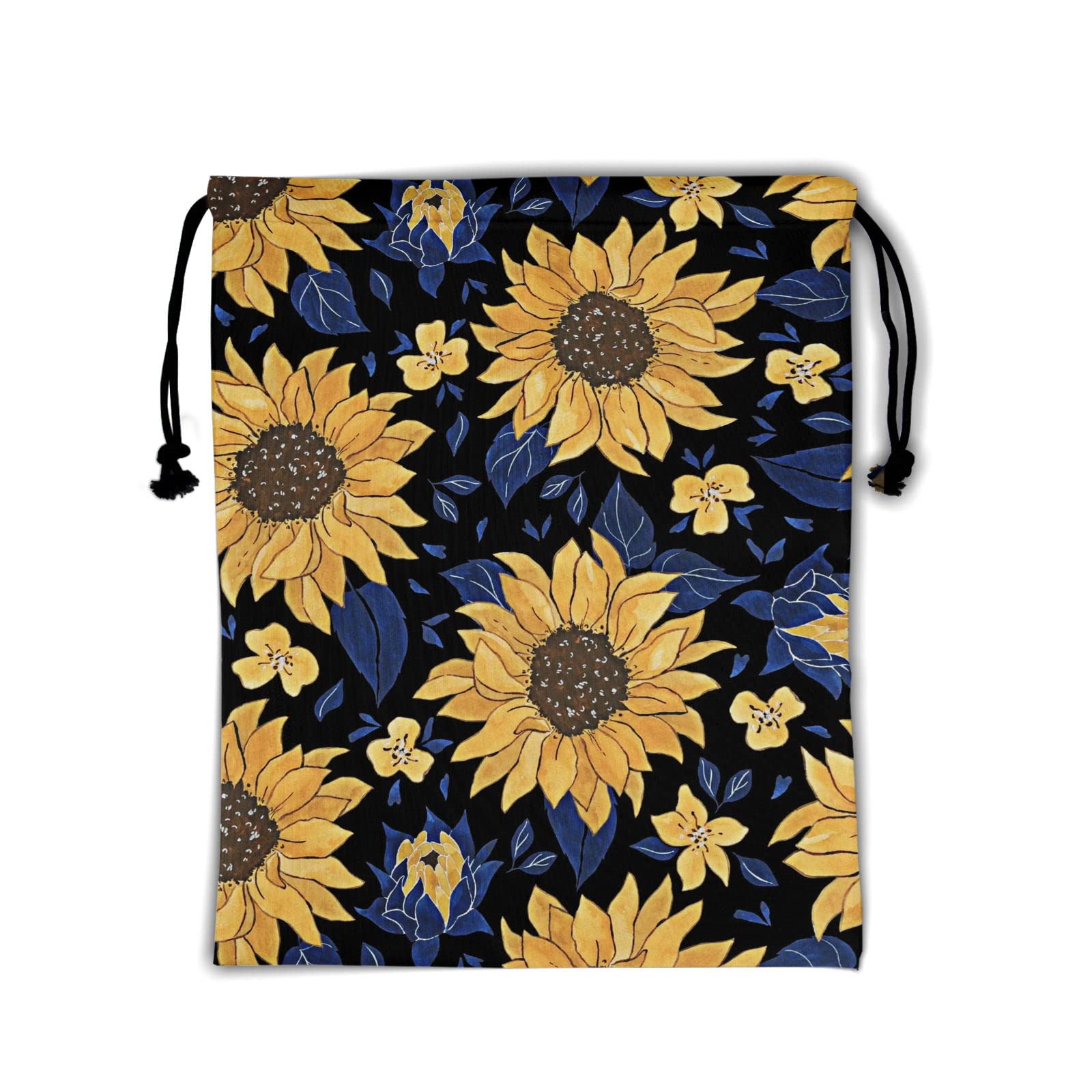 Watercolor Sunflower Leaf Grip Bag - Grip Bags for Gymnasts Sunflowers Gymnastics Drawstring Bag Yellow Flowers Gym Bag Tropical Floral Athlete String Pouch Bag Water Resistant Adjustable