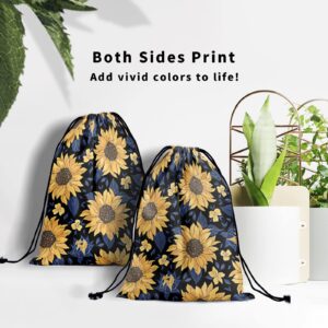 Watercolor Sunflower Leaf Grip Bag - Grip Bags for Gymnasts Sunflowers Gymnastics Drawstring Bag Yellow Flowers Gym Bag Tropical Floral Athlete String Pouch Bag Water Resistant Adjustable