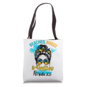 girls trip 2023 florida friends beaches booze and besties tote bag