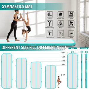 Gymnastics Air Mat Tumbling Mat 13ft/16ft/20ft Tumble Track, Inflatable Tumbling Mat 4/8 inch Thickness Gymnastics Air Training Mats with Electric Air Pump for Home Use/Tumbing