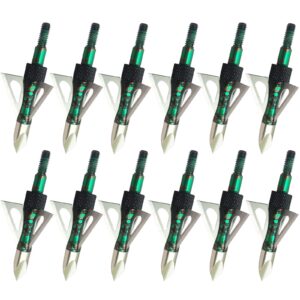 LeeMui ArcheryBroadhead Hunting Broadheads100Grains Screw-in Arrow Archery3BladesHuntingHeadsArrowTips Compatible withCrossbow andCompoundBowCamouflage Colors Hunting Arrows (Camouflage chase-12PK)