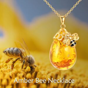 TIGER RIDER Bee Necklace for Women Amber Pendant Jewelry for Mother's Day Christmas Birthdays Anniversary