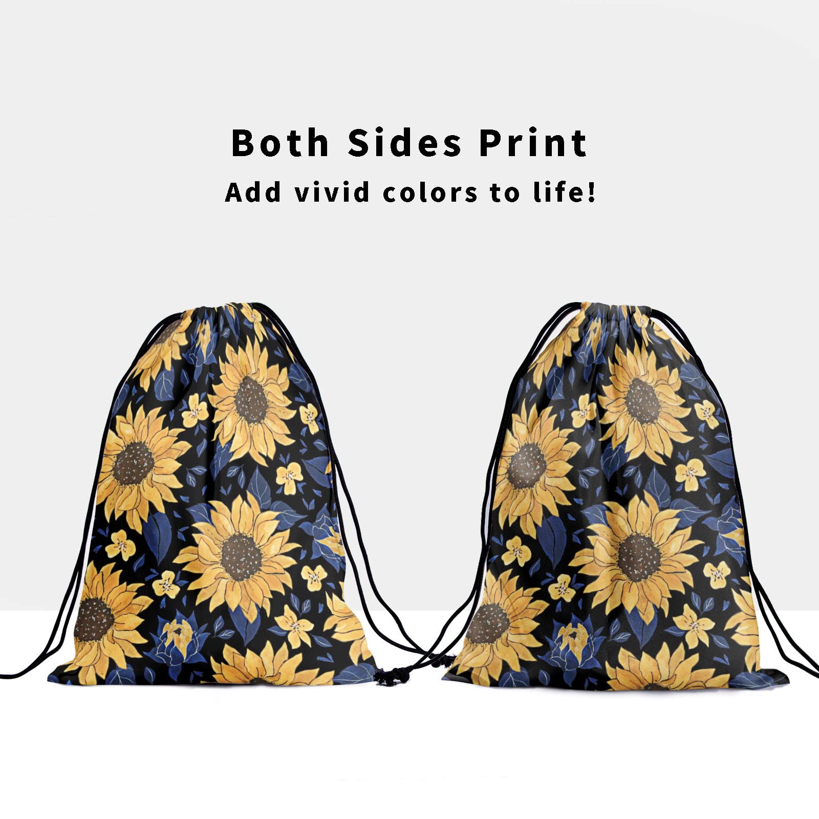 Watercolor Sunflower Leaf Grip Bag - Grip Bags for Gymnasts Sunflowers Gymnastics Drawstring Bag Yellow Flowers Gym Bag Tropical Floral Athlete String Pouch Bag Water Resistant Adjustable