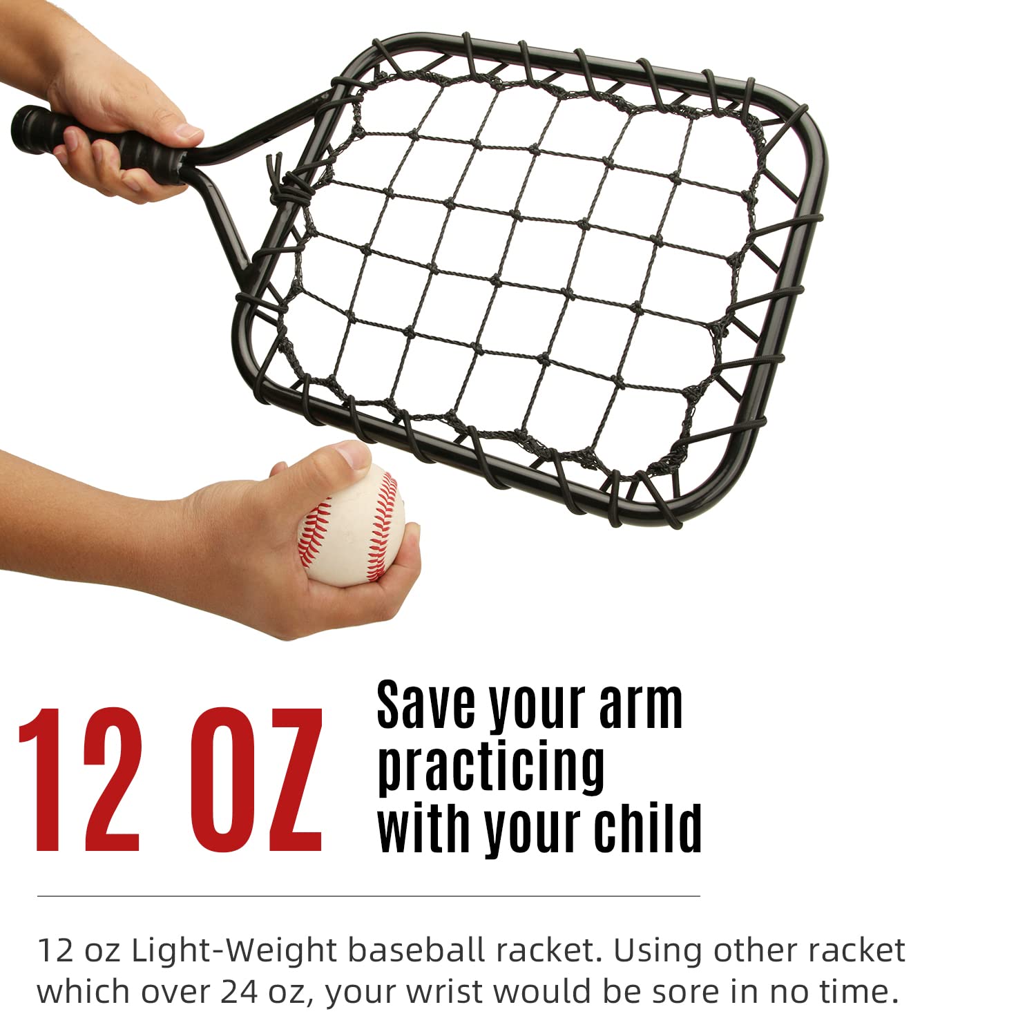 Baseball Fungo Racket, 12 oz Light Weight Pop Fly Trainer Much More Control and Accuracy Baseball Essentials for Parents and Coaches