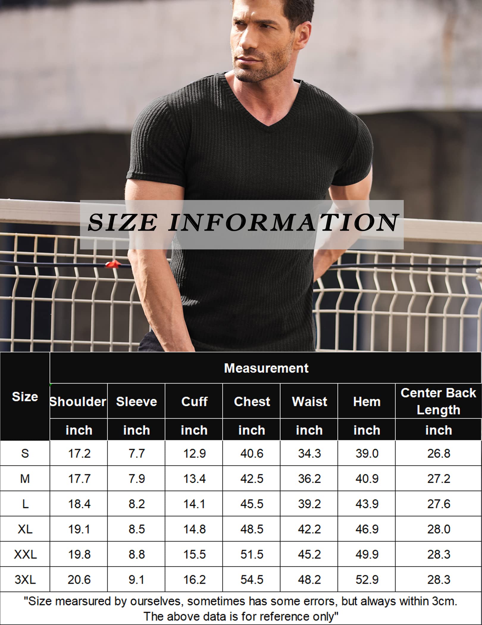 COOFANDY Men's 2 Pack Muscle T Shirts Stretch Short Sleeve V Neck Bodybuilding Workout Tee Shirts