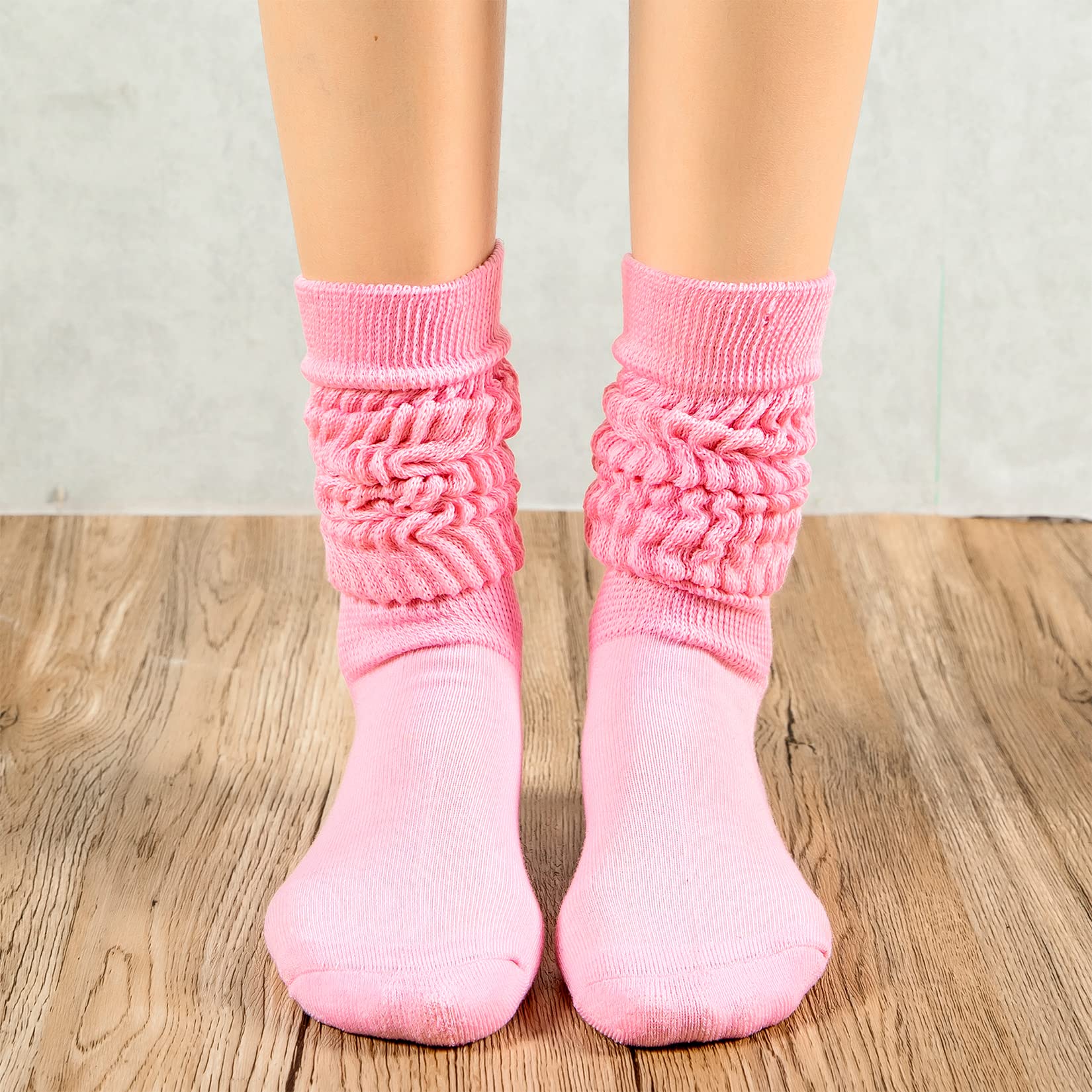 Century Star Scrunch Socks Leg Warmers for Women Pink Slouch Socks Womens Warm Knee High Long Socks Tube Socks Light Pink One Size