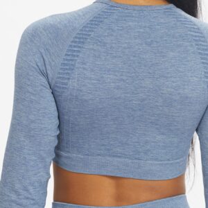 Women's Yoga Gym Crop Top Compression Workout Athletic Long Sleeve Shirt L