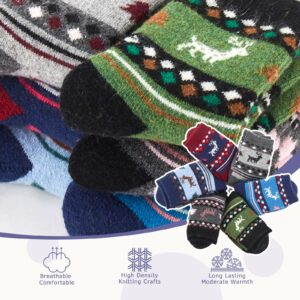 Qterdiz Toddler Boys Wool Socks Kids Thick Winter Warm Socks Thermal Crew Socks for Boys Elks 6 Pack 4-6 Years