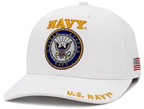 KBNAVY-004 WHT US Navy Officially Licensed Baseball Cap Military USA Vintage Adjustable Hat