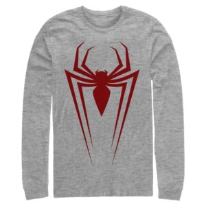 marvel size classic spider men's tops long sleeve tee shirt, athletic heather, x-large tall