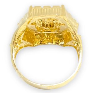 21 MM WIDE TWO TONE HEXAGON GREEK BEAUTY LADY MEDUSA RING REAL 10K YELLOW GOLD SG4534